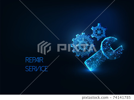 Futuristic repair service concept with glowing... - Stock Illustration ...