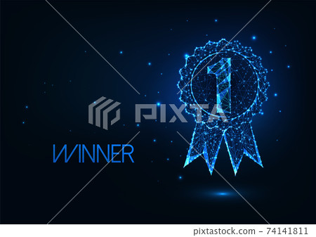 Futuristic first place, winner award badge... - Stock Illustration ...