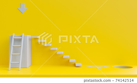 Hole and ladders on yellow background. - Stock Illustration [74142514 ...