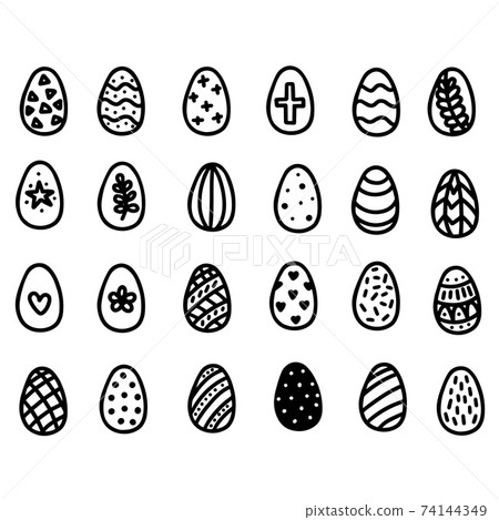Easter eggs doodle set. Hand-drawn vector... - Stock Illustration ...