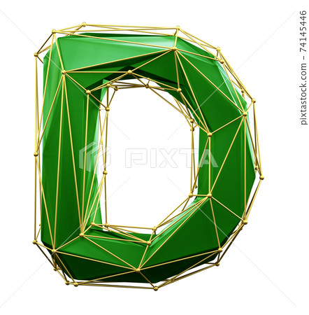 Capital latin letter D in low poly style green... - Stock Illustration ...