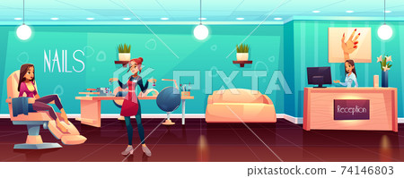 Woman visiting nail salon cartoon vector - Stock Illustration [74146803 ...