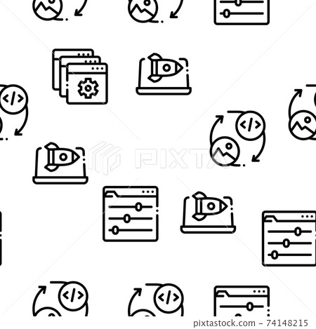 Web Design Development Seamless Pattern Vector - Stock Illustration ...