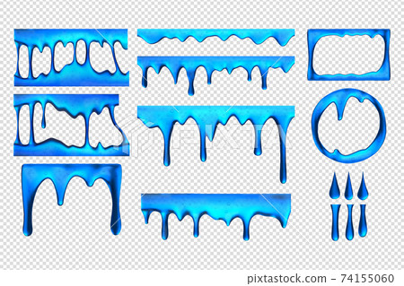Realistic blue slime drips set collection - Stock Illustration ...