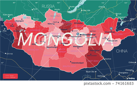 Mongolia country detailed editable map-插圖素材 [74161683] - PIXTA圖庫