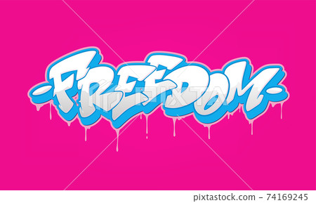Freedom font in graffiti style. Vector... - Stock Illustration ...