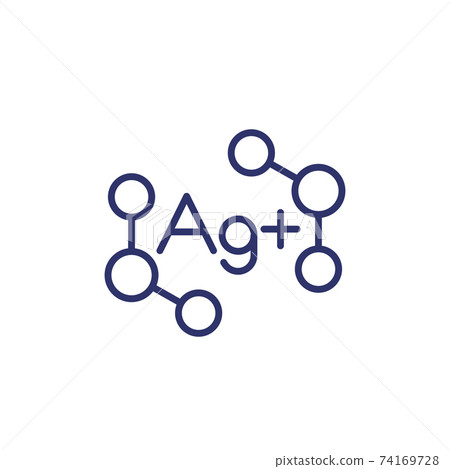 Silver ions line icon on white, vector - Stock Illustration [74169728 ...