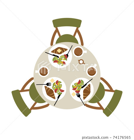 Table bird's-eye view breakfast illustration - Stock Illustration ...