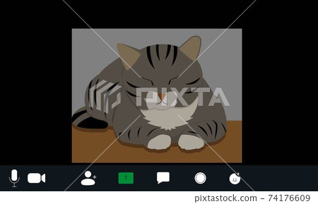 There is telework and a cat - Stock Illustration [74176609] - PIXTA