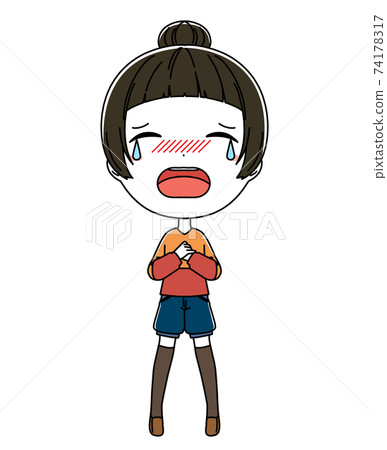 Full body illustration of a crying girl - Stock Illustration [74178317 ...