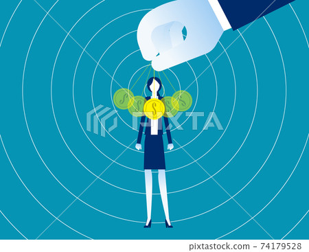 The Hypnotized with coins. Financial slave concept - Stock Illustration ...