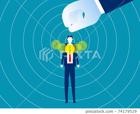 The Hypnotized with coins. Financial slave concept - Stock Illustration ...