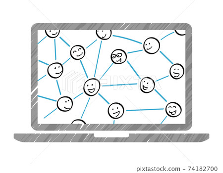 Stickman network and laptop - Stock Illustration [74182700] - PIXTA