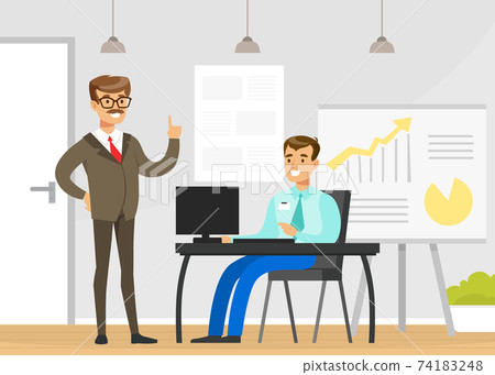 Company Boss Giving Tasks to Male Employee who... - Stock Illustration ...