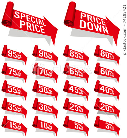 Price down mark Red arrow falling to the right... - Stock Illustration ...