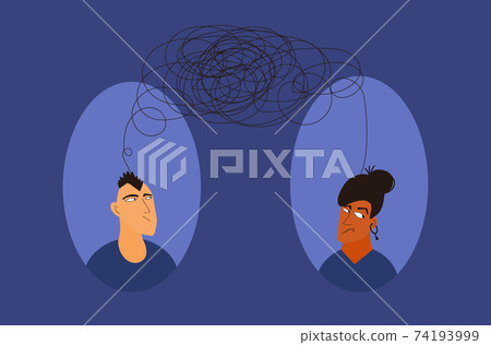 Bad relationship. Couple conflict. Female and... - Stock Illustration ...
