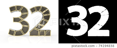 Number thirty-two (number 32) with perforated... - Stock Illustration ...