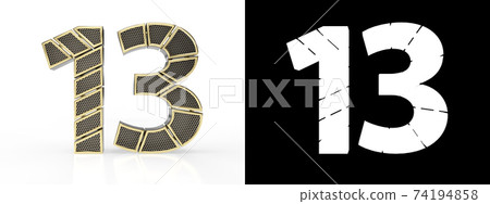 Number thirteen (number 13) with perforated... - Stock Illustration ...