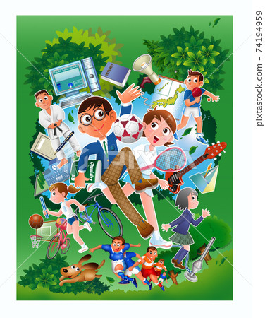 School life (junior high school students) - Stock Illustration ...