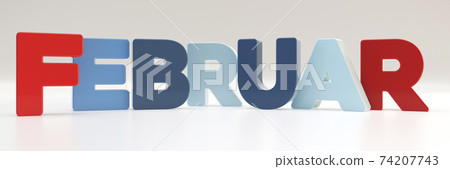 Februar - February - month in German 3d plastic... - Stock Illustration ...
