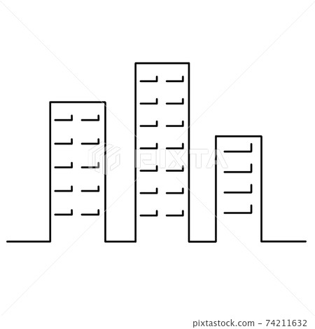 Line art of simple buildings - Stock Illustration [74211632] - PIXTA