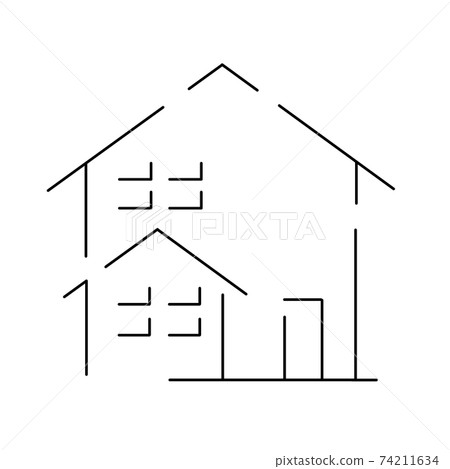 Simple residential line art - Stock Illustration [74211634] - PIXTA