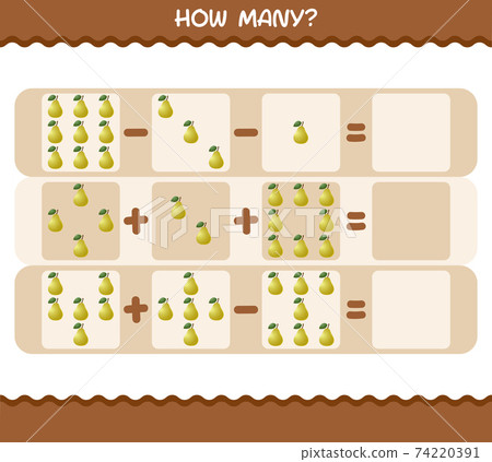 How many cartoon pear. Counting game.... - Stock Illustration [74220391 ...