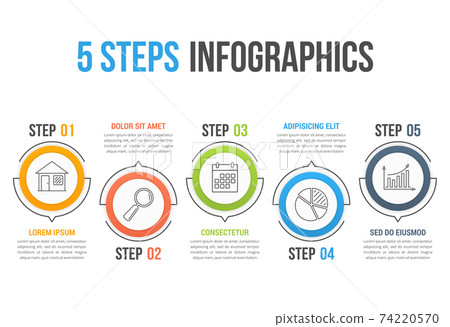 5 Steps Infographics-插圖素材 [74220570] - PIXTA圖庫
