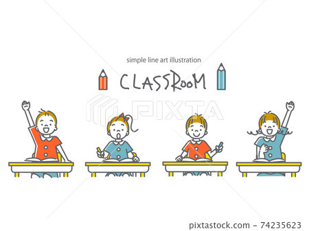 Simple and cute line art illustrations of... - Stock Illustration ...