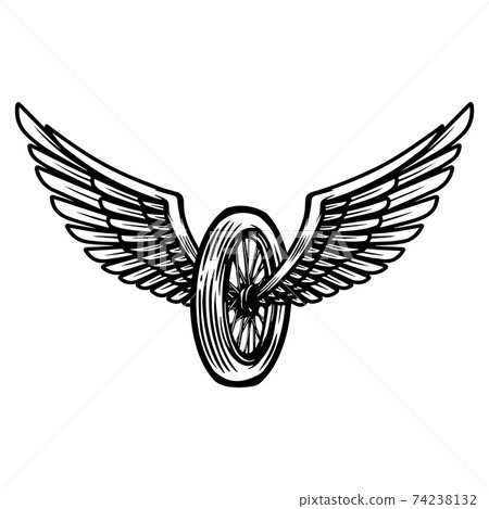 Winged motorcycle wheel on light background....-插圖素材 [74238132] - PIXTA圖庫