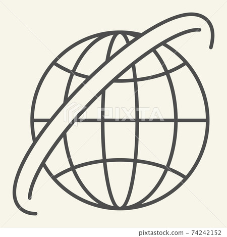 World map thin line icon. Globe vector... - Stock Illustration ...
