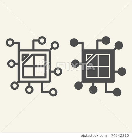 Cpu chip line and glyph icon. Processor vector... - Stock Illustration ...