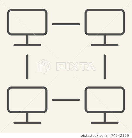 Computer network thin line icon. Home network... - Stock Illustration ...