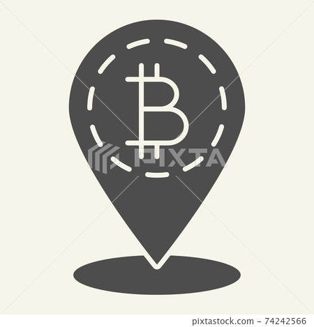 Bitcoin location solid icon. Bitcoin and map... - Stock Illustration [74242566] - PIXTA