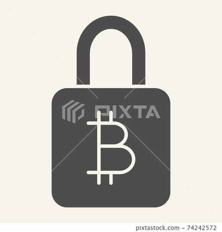Bitcoin lock solid icon. Bitcoin security... - Stock Illustration ...