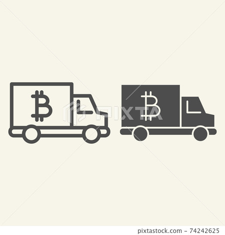 Bitcoin car line and glyph icon. Crypto van... - Stock Illustration ...