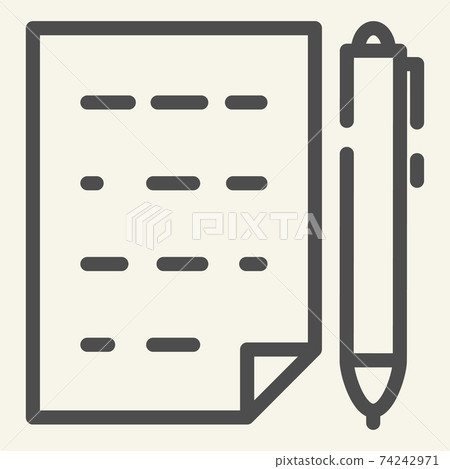 Document with pen line icon. List and pen... - Stock Illustration ...