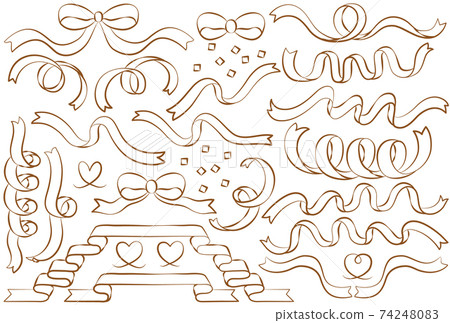 Ribbon line art illustration set - Stock Illustration [74248083] - PIXTA