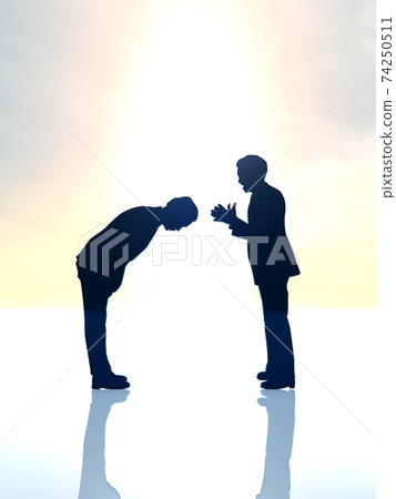 Silhouette of a man who bows his head and... - Stock Illustration ...