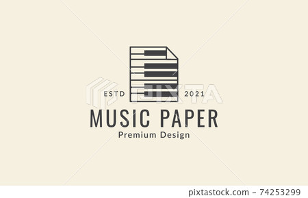 paper page with piano music logo vector icon... - Stock Illustration ...