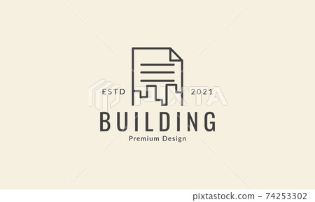paper page line with building logo vector icon... - Stock Illustration ...