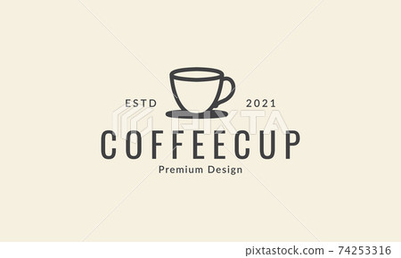 simple line coffee cup drink logo vector icon... - Stock Illustration ...