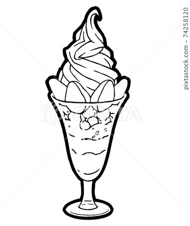 Strawberry parfait cut illustration (line art) - Stock Illustration ...