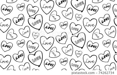 Seamless pattern of hearts Line art - Stock Illustration [74262734] - PIXTA