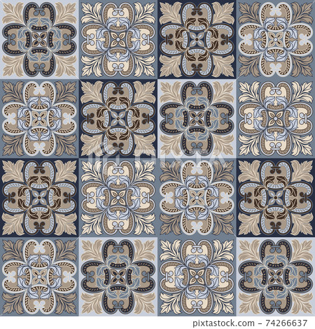 Portuguese azulejo ceramic tile seamless pattern. - Stock Illustration ...