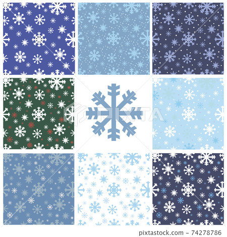 8 Snowflakes seamless patterns set - Stock Illustration [74278786] - PIXTA