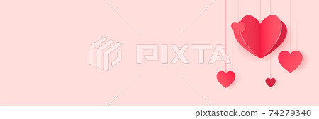 Hero web banner with hanging hearts and blank... - Stock Illustration ...