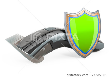 Electric hair clipper with shield, 3D rendering - Stock Illustration ...