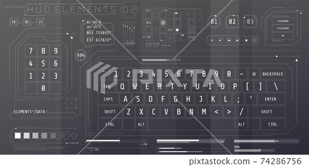 A set of HUD keyboards elements for a... - Stock Illustration [74286756 ...