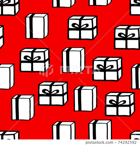 Holiday seamless pattern with present on color...-插圖素材 [74292592] - PIXTA圖庫